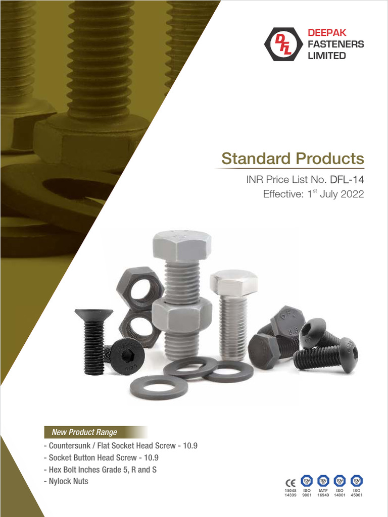 DFL Fasteners Price List 2022 | PDF | Screw | Machining