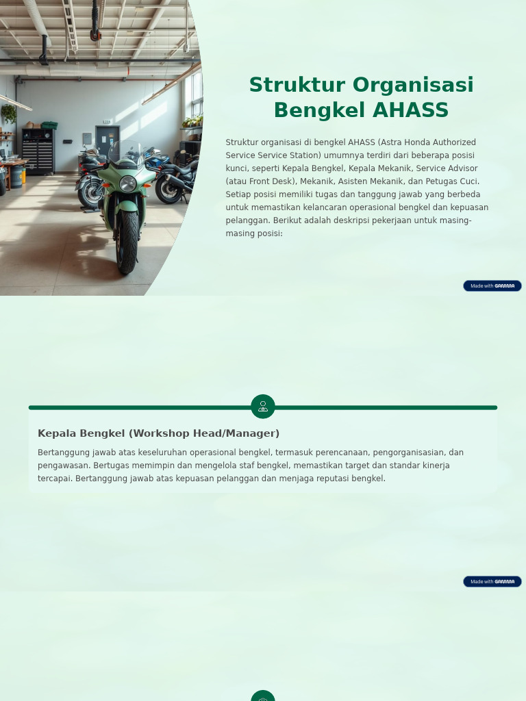 Struktur Organisasi Bengkel AHASS | PDF