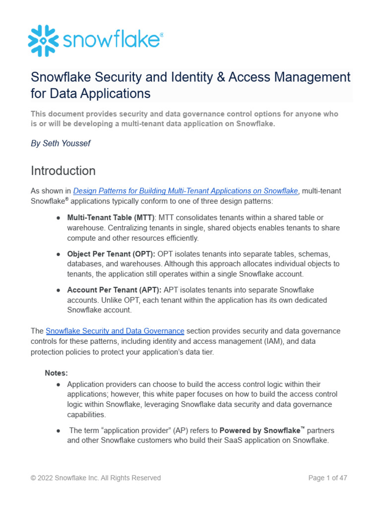 Snowflake Security and IAM For Data Apps Final 1-13-22 | PDF | Computer Network | Databases