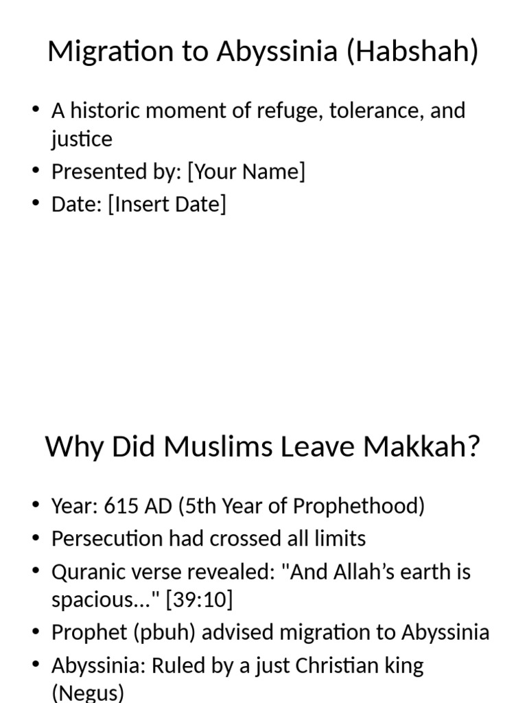Migration To Abyssinia Islamic History | PDF | Muhammad | Life Of Muhammad