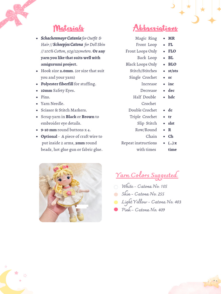 Luna Doll Crochet Pattern Guide | PDF | Crochet | Figured Fabrics