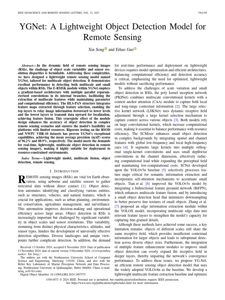 YGNet A Lightweight Object Detection Model For Remote Sensing | PDF ...