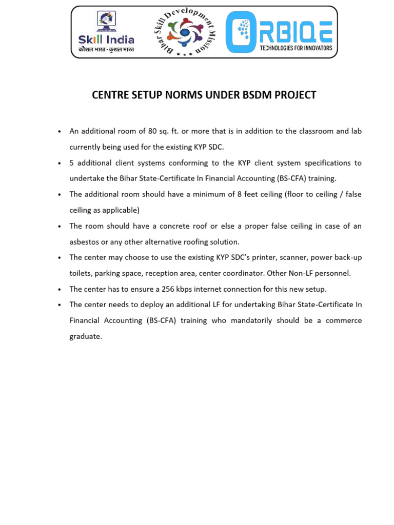 BSDM Project Centre Setup Guidelines | PDF