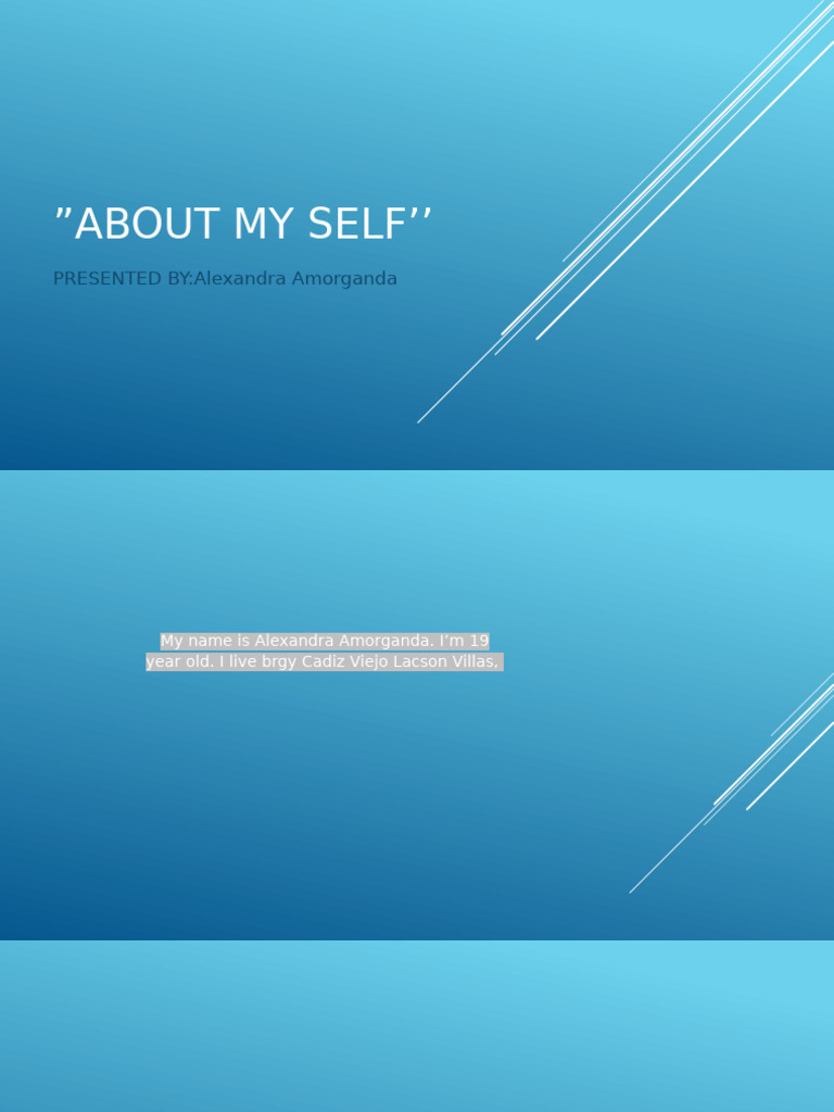 About My Self'' | PDF