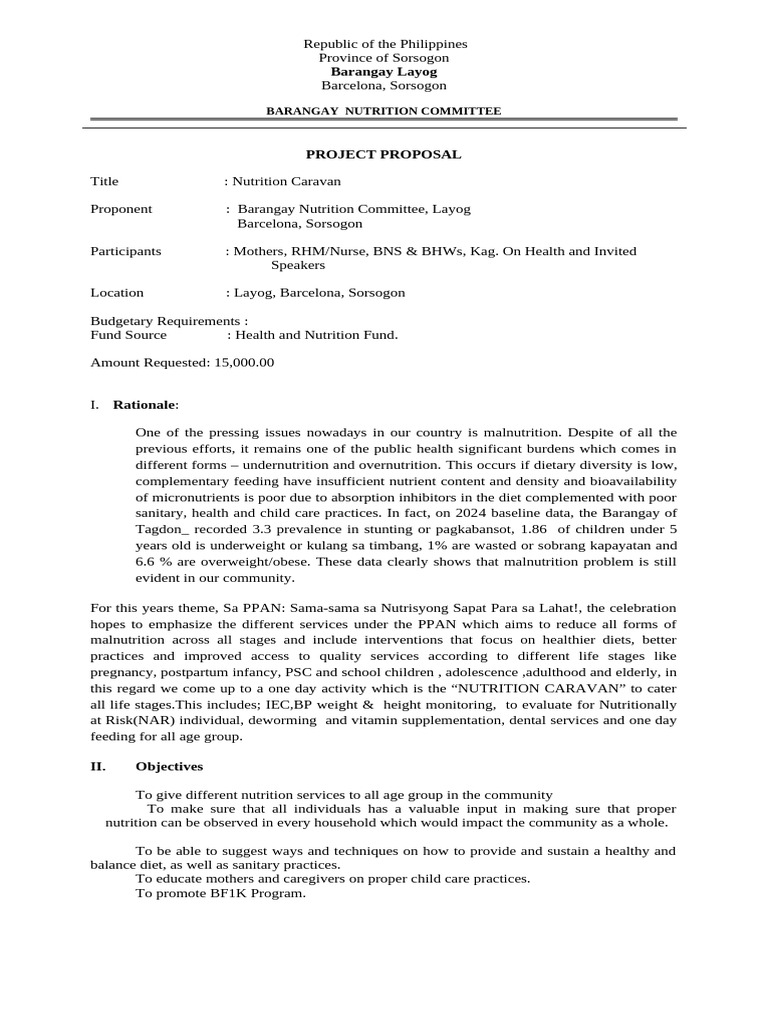 Proposal Nutrition Caravan | PDF | Malnutrition | Human Nutrition