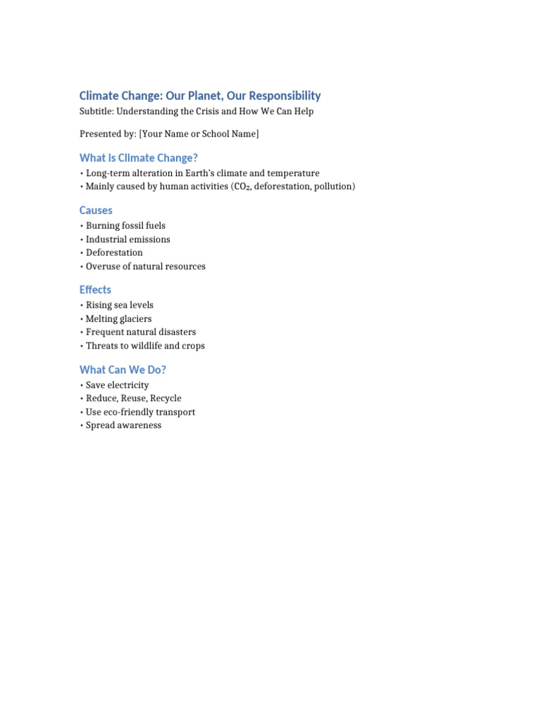 Climate Change Presentation | PDF
