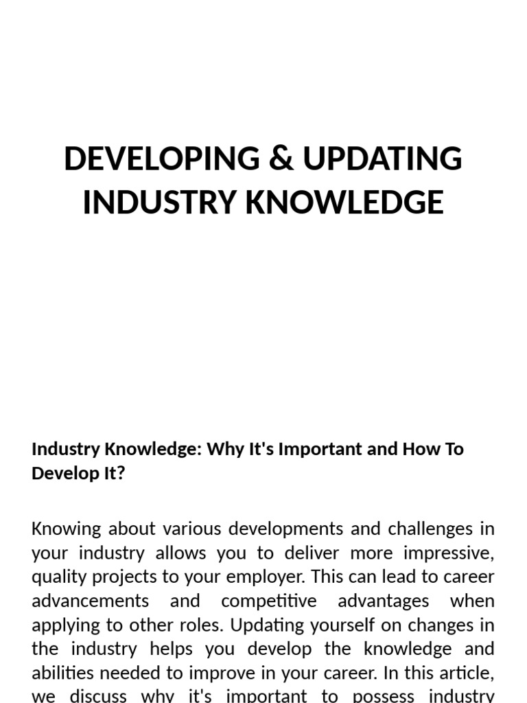 Develop Update Industry Knowledge | PDF