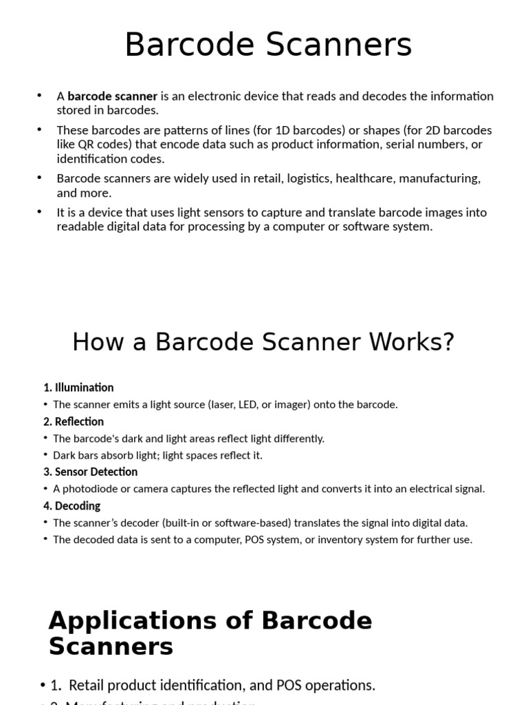 Applications and Types of Barcode Scanners | PDF | Barcode | Image Scanner