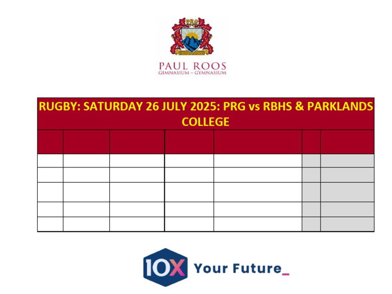 Rugby Fixtures-PRG Vs RBHS2025-A | PDF