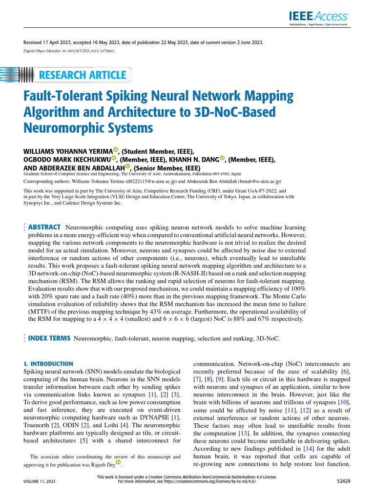 (Base3) Fault-Tolerant Spiking Neural Network Mapping Algorithm and Architecture To 3D-NoC-Based ...