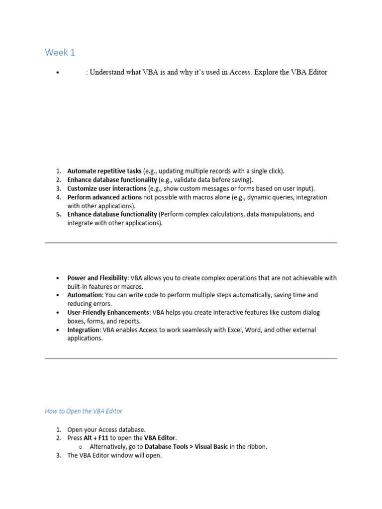 Vba Code Learning Plan For Ms Access PDF | PDF | Microsoft Access | Data Type