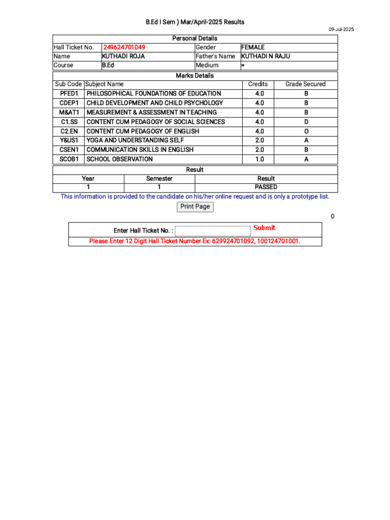Osmania University Results - 2025 | PDF