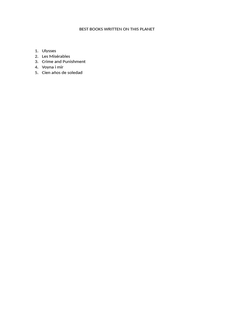 Best Books Written On This Planet | PDF