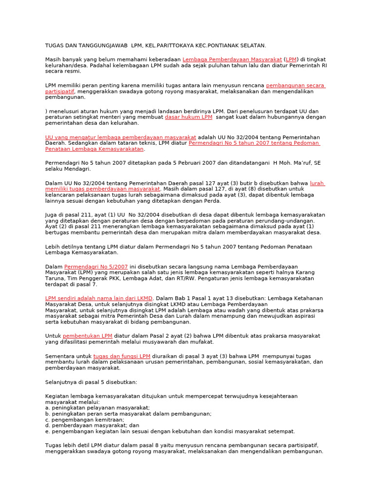 Tugas Dan Tanggungjawab LPM | PDF