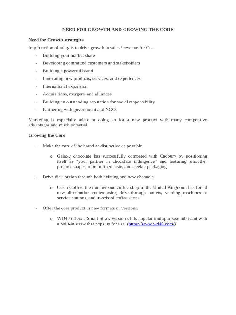 Strategies for Business Growth and Core Development | PDF