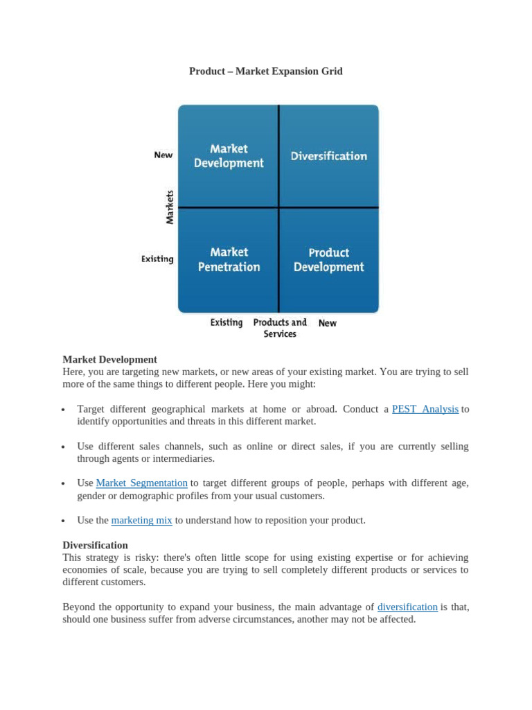 Product - Market Expansion Grid | PDF