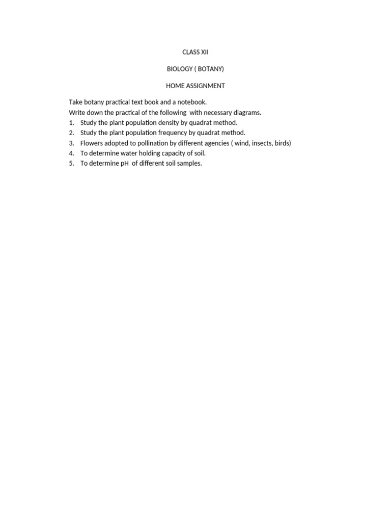 Class XII Botany Practical Assignments | PDF
