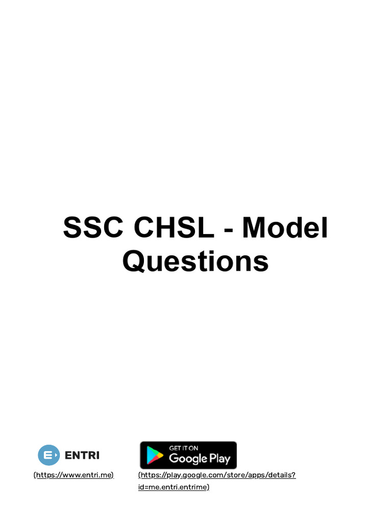 SSC CHSL - Model Questions | PDF | Volume
