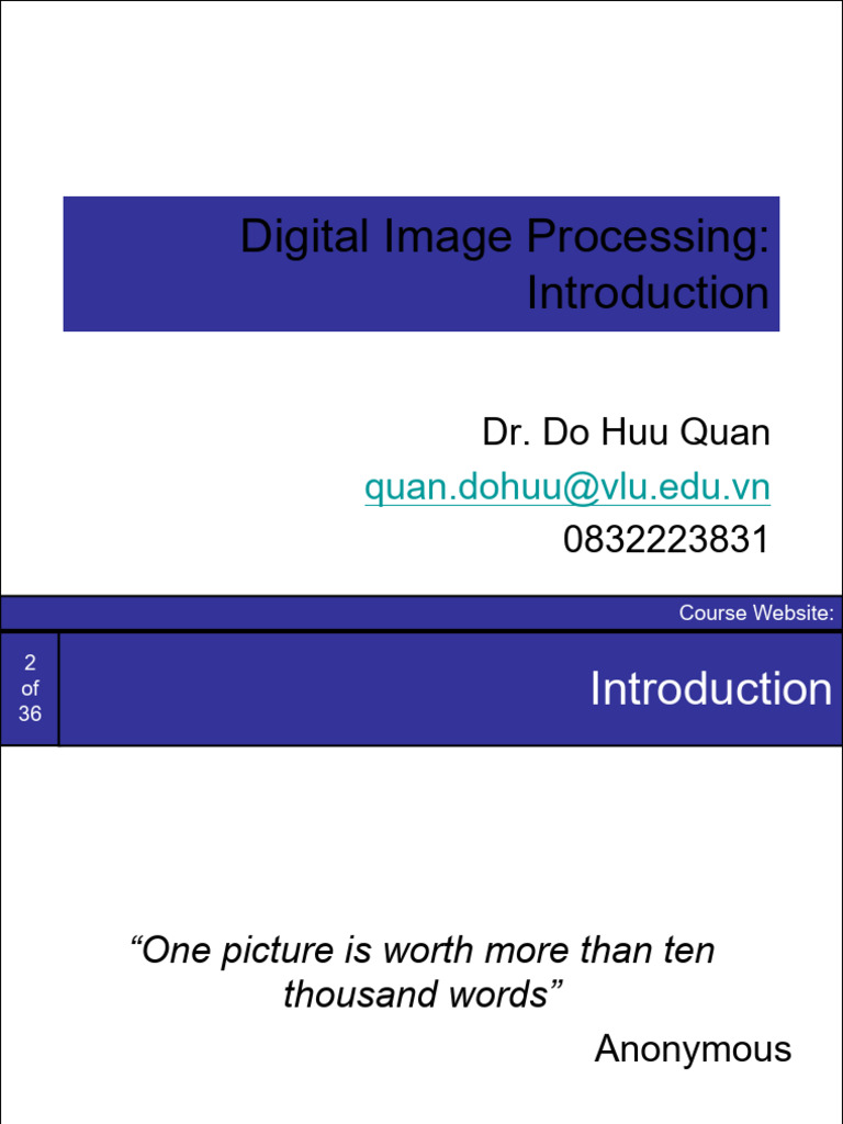 ImageProcessing1-Introduction - DH Quan | PDF | Digital Image | Image Segmentation