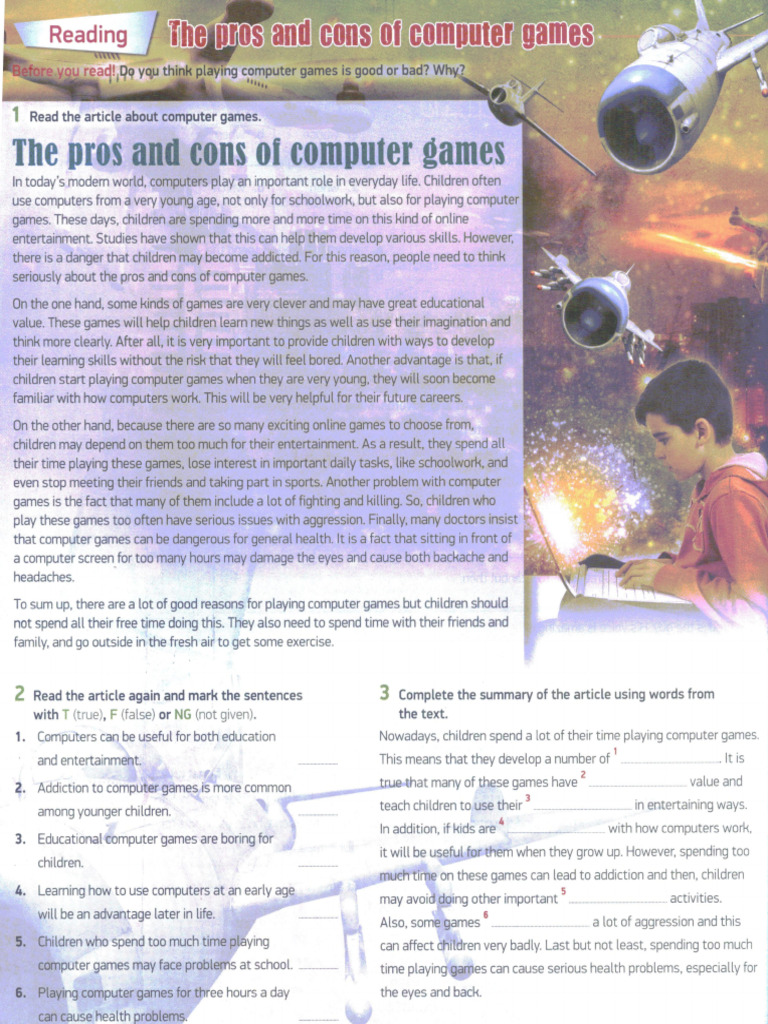 Pros and Cons of Computer Games | PDF