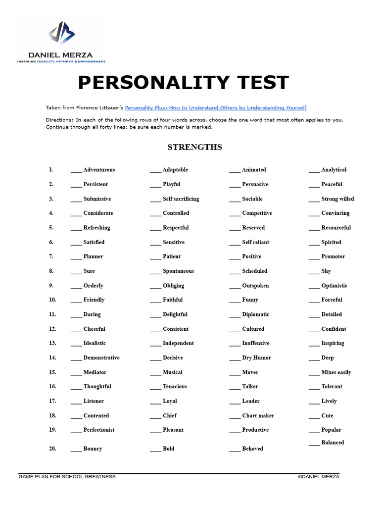 Pre-Work - Personality Test - Dan Merza | PDF | Human Development ...