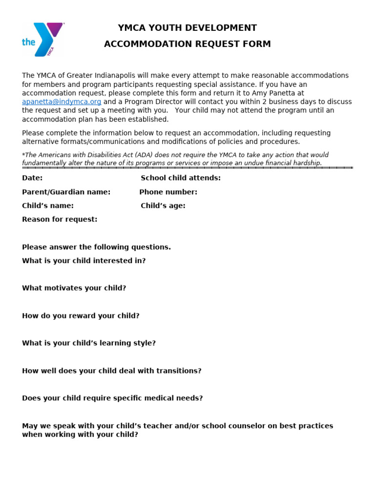 Accomodation Request Form | PDF