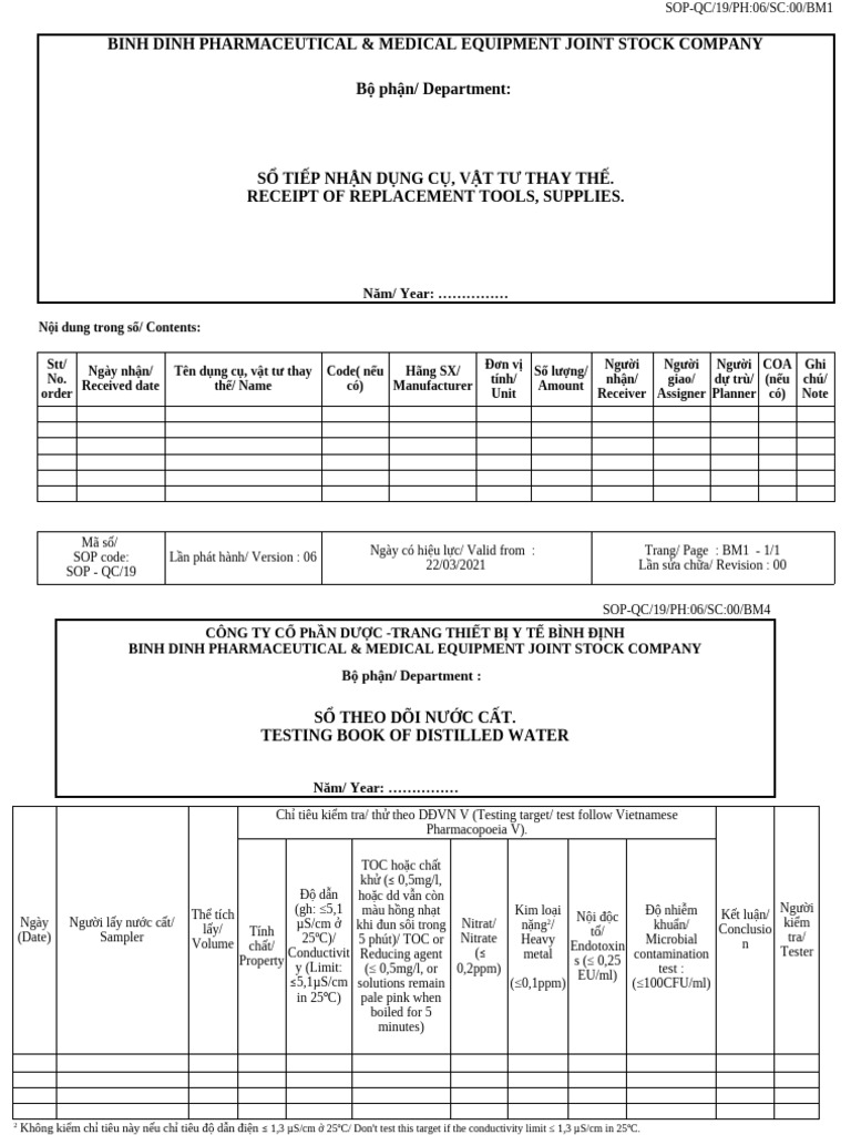 19.BM Sop - QC19 | PDF