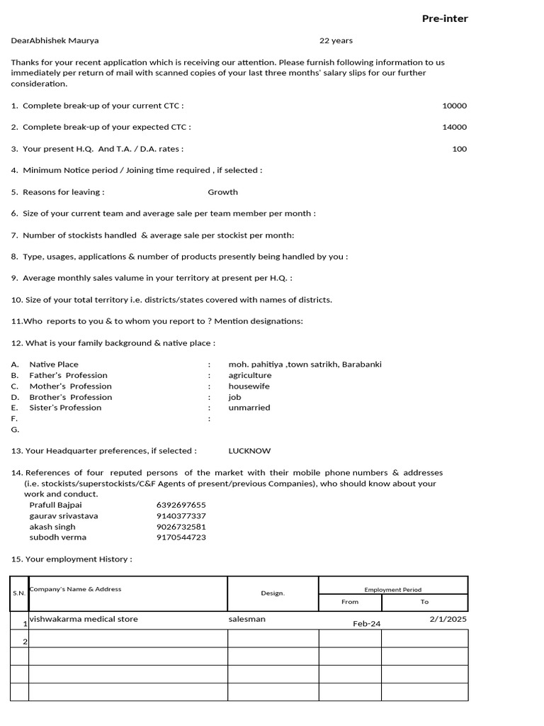 Resume For The Job of MR in Medical Companies | PDF | Chess Theory | Chess