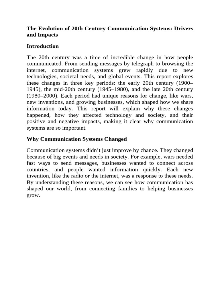 Evolution of 20th Century Communication | PDF | Communication | Internet