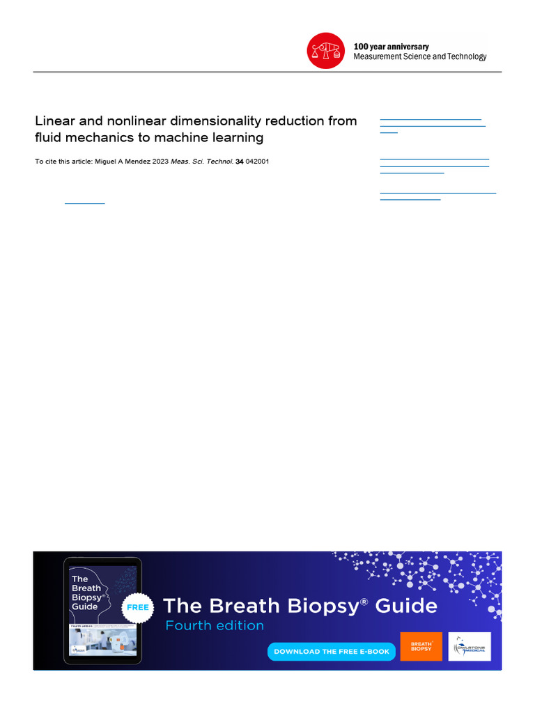 Linear and Nonlinear Dimensionality Reduction From Fluid Mechanics To Machine Learning | PDF ...