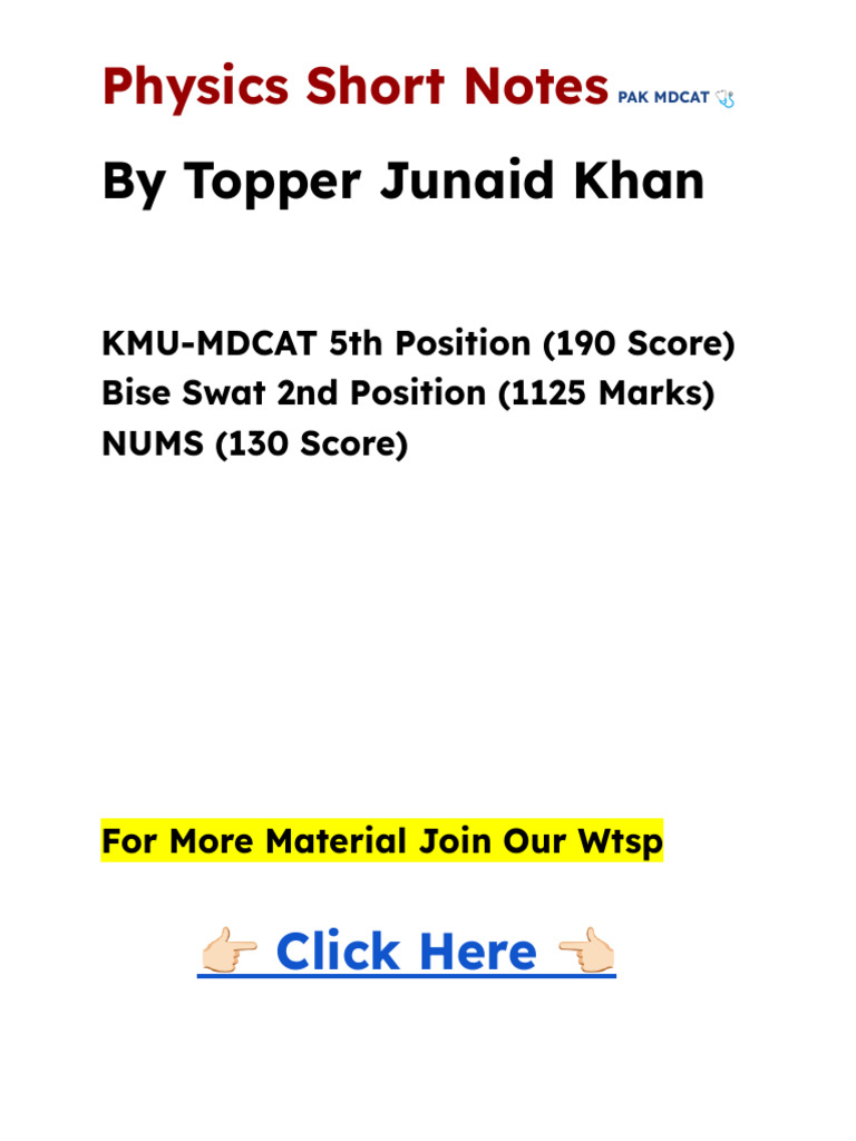 Physics Notes for MDCAT Preparation | PDF
