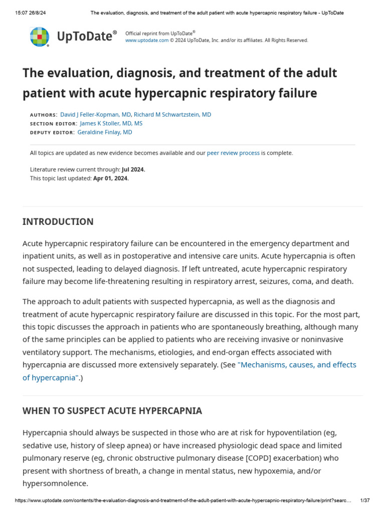 Acute Hypercapnic Respiratory Failure Guide | PDF | Breathing ...