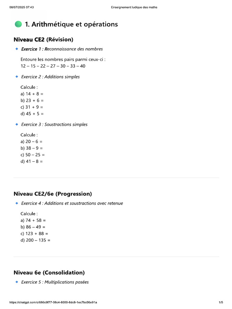 Exercice Maths CE2 Et 6éme | PDF