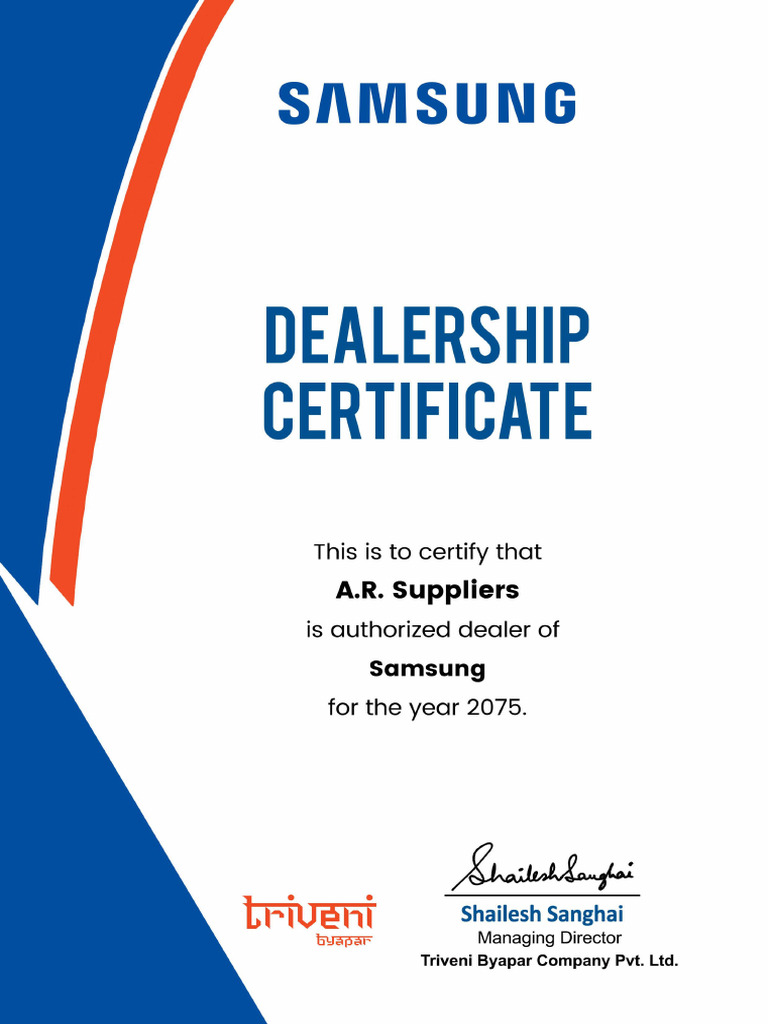 Dealership Certificate | PDF