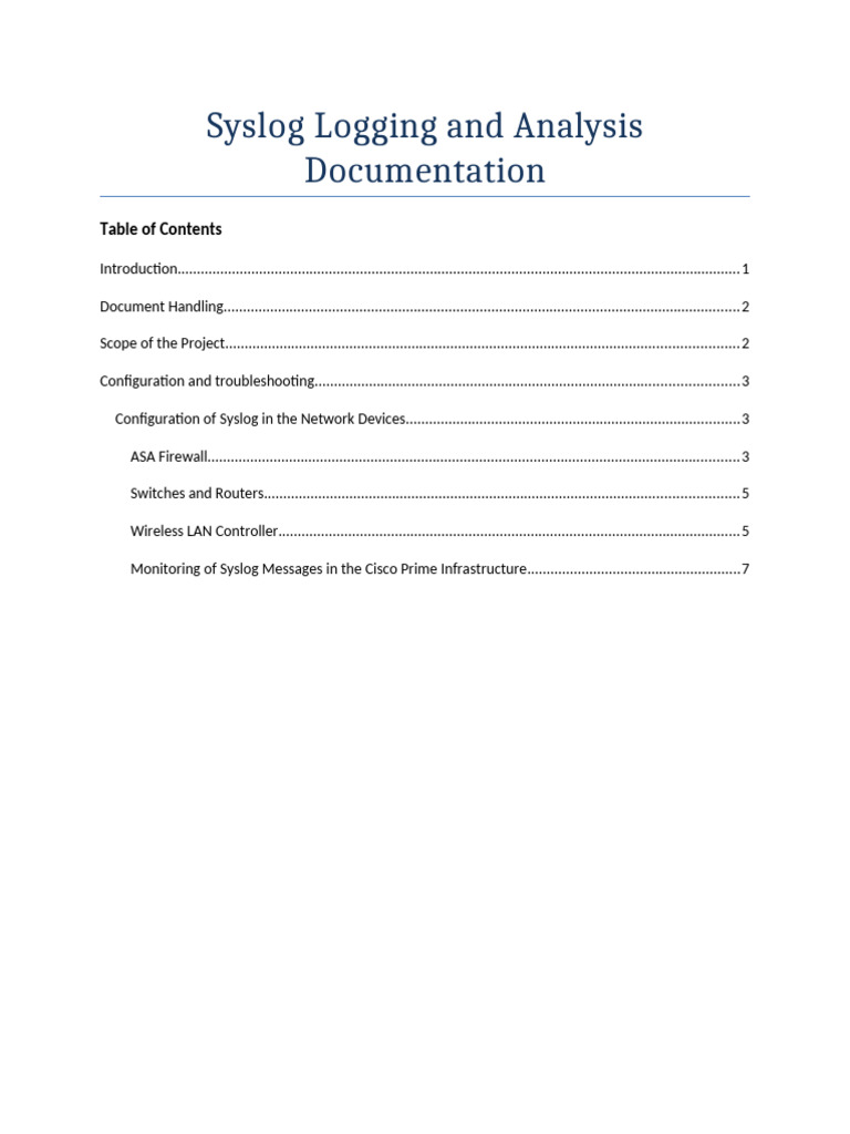 Syslog Logging and Analysis Documentation | PDF | Computer Network | Router (Computing)