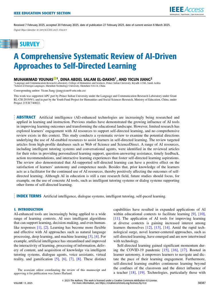 A Comprehensive Systematic Review of AI-Driven Approaches To Self-Directed Learning | PDF ...