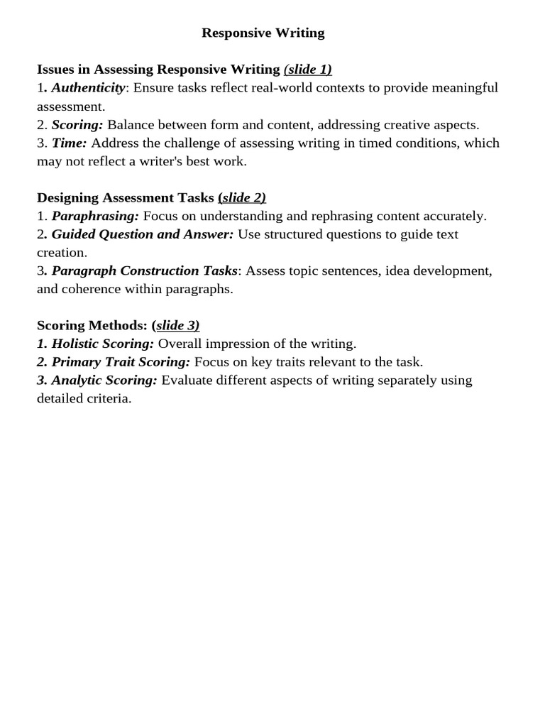 Responsive Writing | PDF