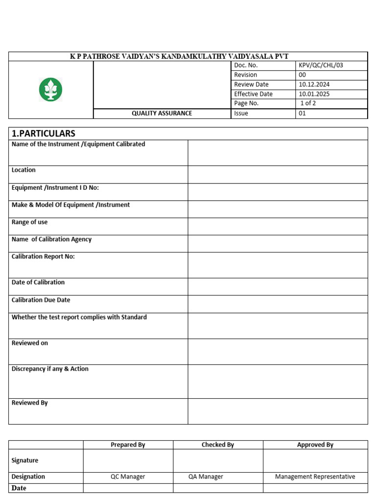 Calibration Review Checklist | PDF | Quality Assurance | Calibration