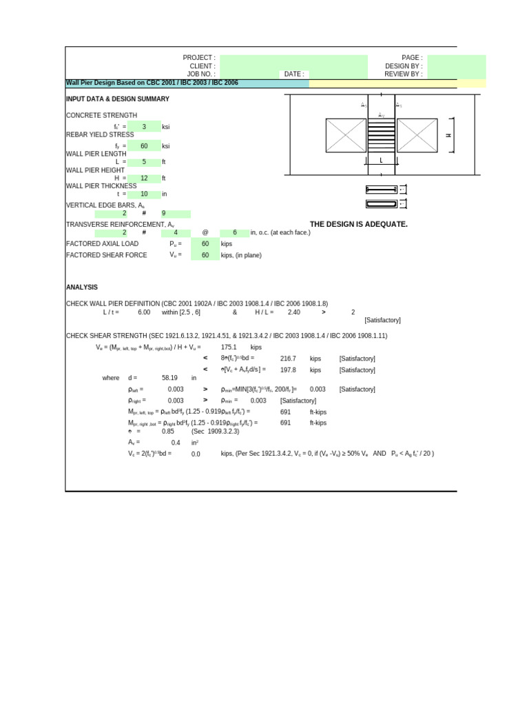 Wallpier طراحی اسکله دیوار بر اساس Cbc 2001 Ibc 2003 Ibc 2006 | PDF | Composite Material ...
