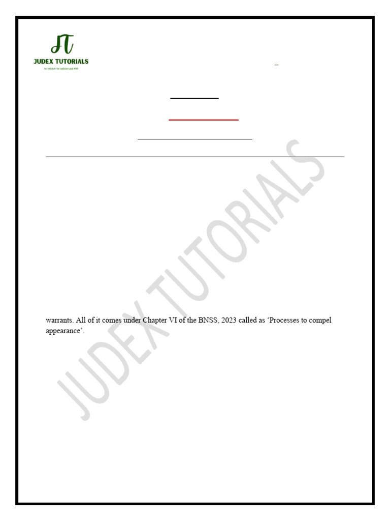 BNSS Lecture 11 (Summons and Warrant of Arrest) | PDF | Arrest Warrant | Bail