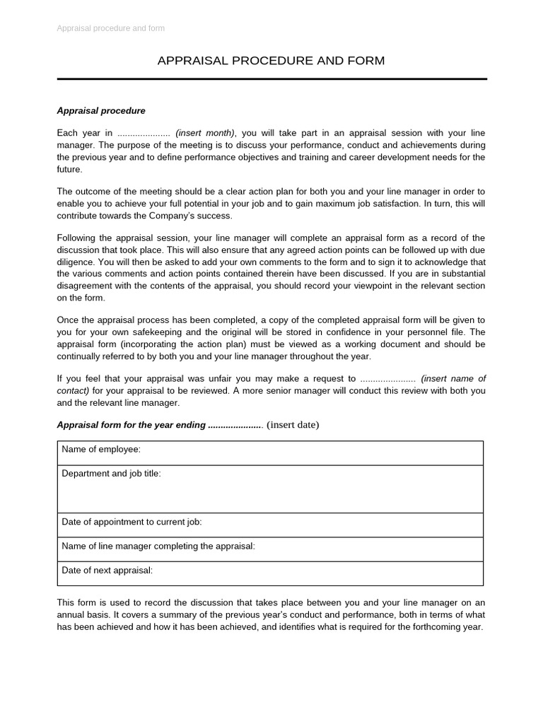 003 in F 5a v2 Appraisal Procedure and Form | PDF | Performance ...