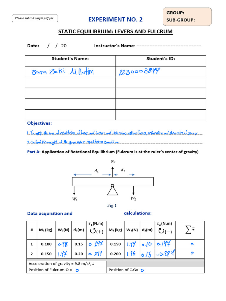 Lever and Fulcrum Equilibrium Analysis | PDF | Lever | Elbow
