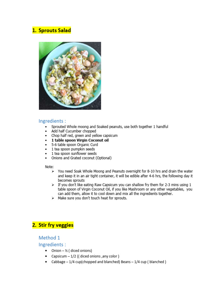 Healthy Sprouts and Veggie Recipes | PDF | Pesto | Zucchini
