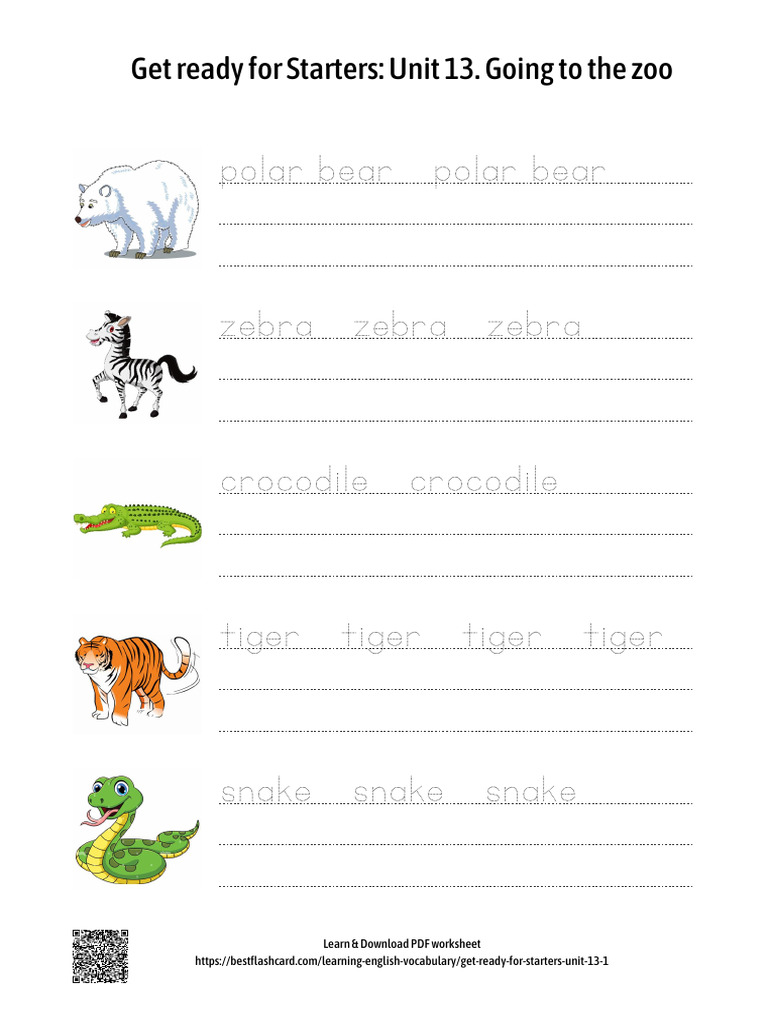 Going to the Zoo: Vocabulary Unit 13 | PDF