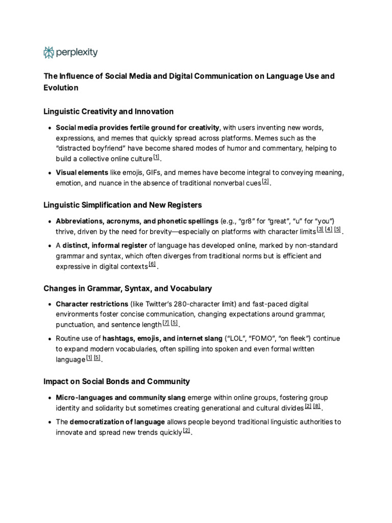 The Influence of Social Media and Digital Communic | PDF | Linguistics | Communication