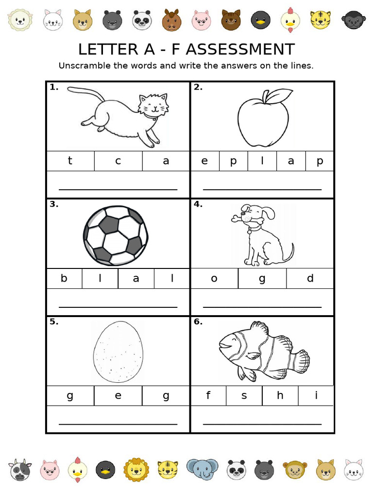 Letter A-F Assessment 2 | PDF