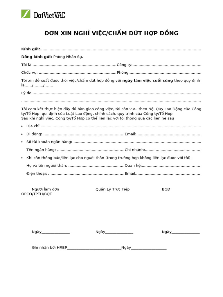 Don Xin Nghi Viec | PDF