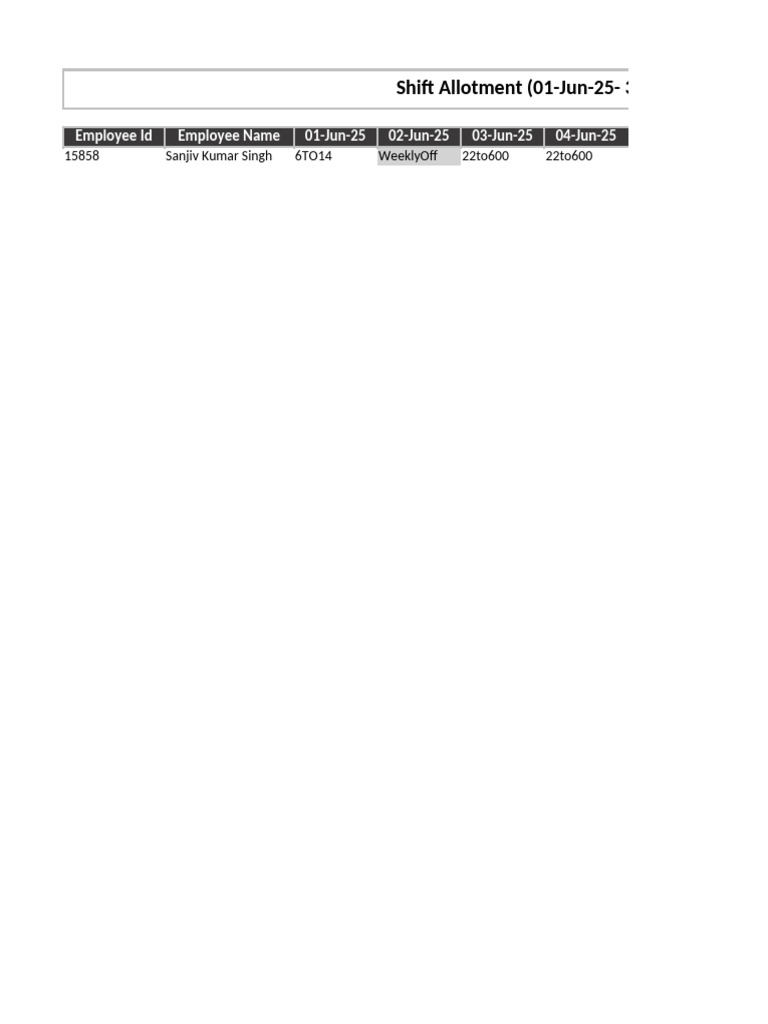Shift Allotment Template | PDF