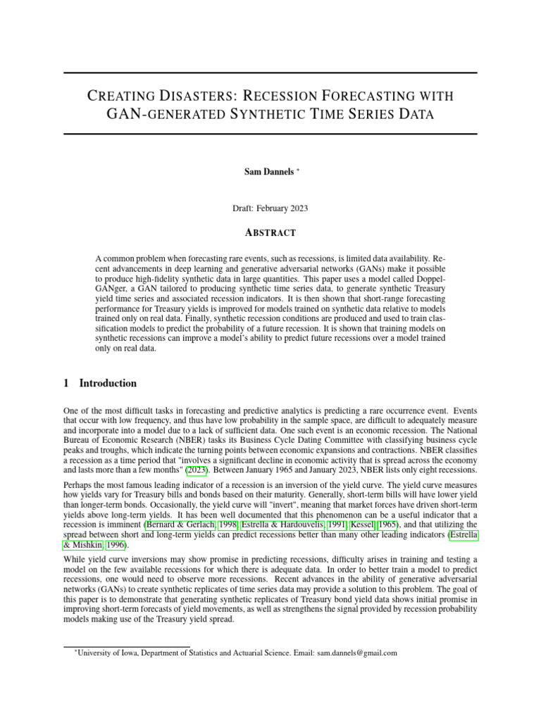 Recession Forecasting with Synthetic Data | PDF | Algorithms | Applied ...