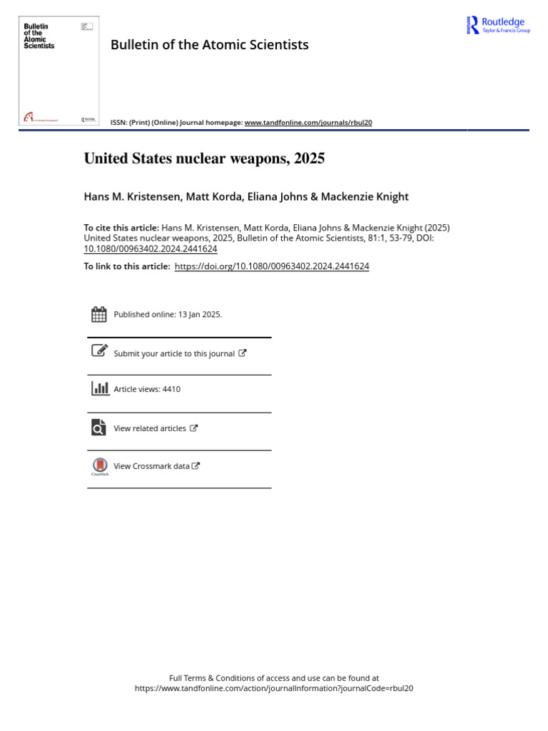 United States Nuclear Weapons 2025 | PDF | Intercontinental Ballistic ...